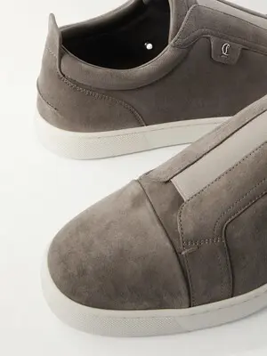 CHRISTIAN LOUBOUTIN St Louis Suede Slip-on Sneakers - Gray