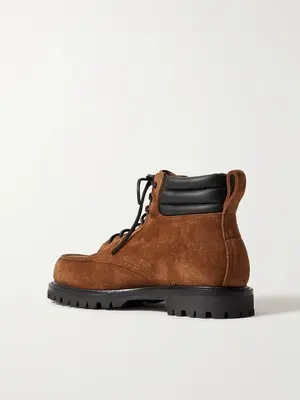 YUKETEN Salvia Padded Leather-trimmed Suede Boots