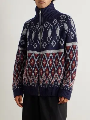 Loewe Fair Isle Wool-blend Jacquard Zip-up Cardigan
