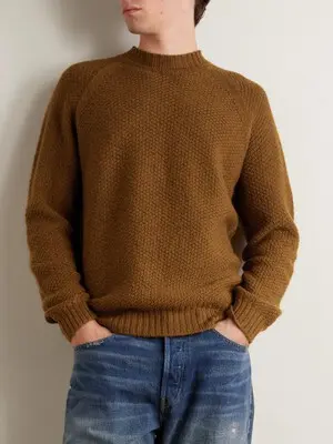 John Smedley Textured-knit Wool Sweater - Orange