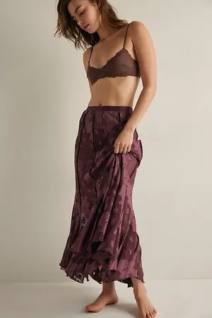 Free People Floral Jacquard Half Slip - Precious Wine