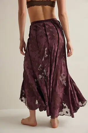 Free People Floral Jacquard Half Slip - Precious Wine