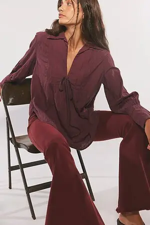 Free People We The Free Evening Edit Shirt - Chocolate Grape