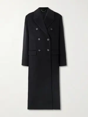 TOTEME Double-breasted Brushed Recycled Cashmere Coat - Black