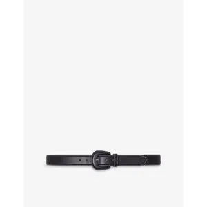 Maje Slim Leather Belt With Contrast Stitching - Black