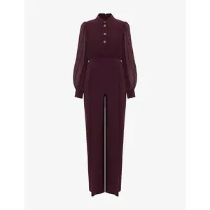 PHASE EIGHT Balloon-sleeve Woven Jumpsuit - Burgundy
