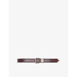 Maje Leather Buckle Belt - Dark Brown