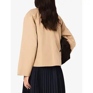 Maje Contrast-collar Trapeze Cotton-blend Jacket