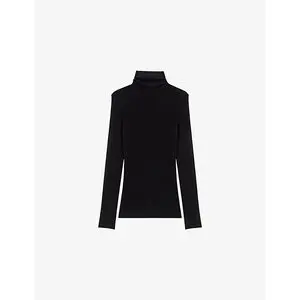 Maje Roll-neck Wool And Silk-blend Jumper