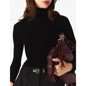 Maje Roll-neck Wool And Silk-blend Jumper