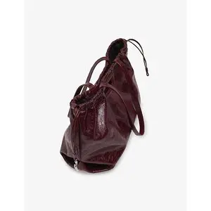 Maje Crackled-leather Tote - Burgundy