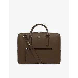 Smythson Ludlow Slim Leather Briefcase - Dark Olive