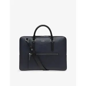 Smythson Ludlow Slim Leather Briefcase - Navy