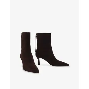 Maje Zipped Heeled Suede Ankle Boots