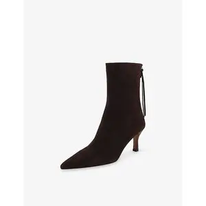 Maje Zipped Heeled Suede Ankle Boots