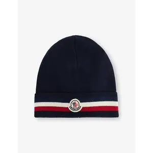Moncler Brand-appliqué Ribbed Wool Beanie