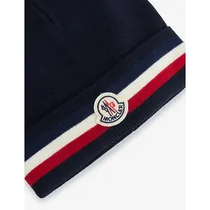 Moncler Brand-appliqué Ribbed Wool Beanie