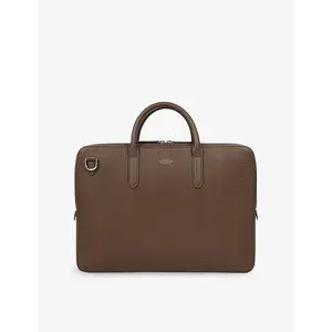 Smythson Panama Large Leather Briefcase - Fawn