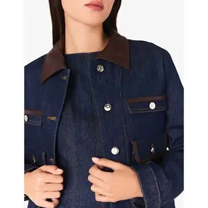 Maje Contrast-collar Denim Jacket