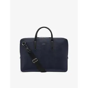 Smythson Panama Slim Leather Briefcase - Navy