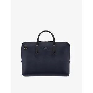 Smythson Panama Slim Leather Briefcase - Navy