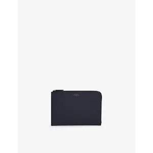 Smythson Panama Leather Slim Pouch - Navy