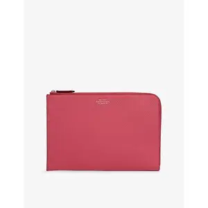 Smythson Panama Leather Slim Pouch - Raspberry