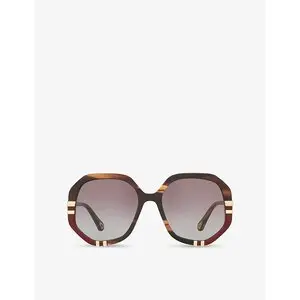 Chloé Ch0105s Hexagonal-frame Sunglasses - Brown