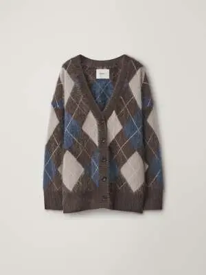 LISA YANG STORE Elaria Argyle Cashmere Cardigan