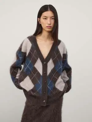 LISA YANG STORE Elaria Argyle Cashmere Cardigan