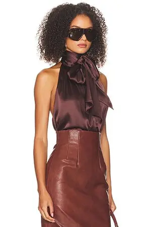 HELSA Silk Charmeuse Halter Top