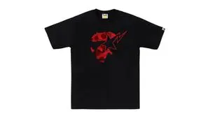 BAPE Camo Ape Face Sta Tee Shirt Black Red