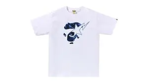 BAPE Camo Ape Face Sta Tee Shirt White Blue