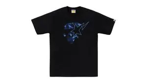 BAPE Camo Ape Face Sta Tee Shirt Black Blue