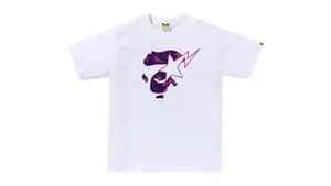 BAPE Camo Ape Face Sta Tee Shirt White Purple