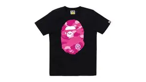 BAPE Camo Big Ape Head Tee Shirt - Black Pink