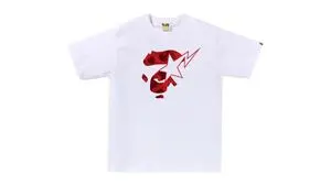 BAPE Camo Ape Face Sta Tee Shirt White Red