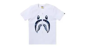 A BATHING APE Bape Camo Shark Tee White Blue