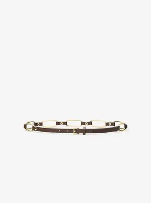 Michael Kors Chain Link Leather Belt - Brown