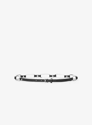Michael Kors Chain Link Leather Belt - Silver