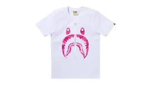 A BATHING APE Bape Camo Shark Tee White Pink