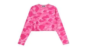 A BATHING APE Camo Cropped Long Sleeve T-shirt - Pink