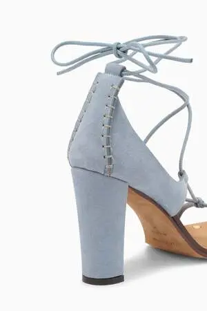 Ulla Johnson Aves Bare High Heel Sandal In Light Blue Suede - Stone