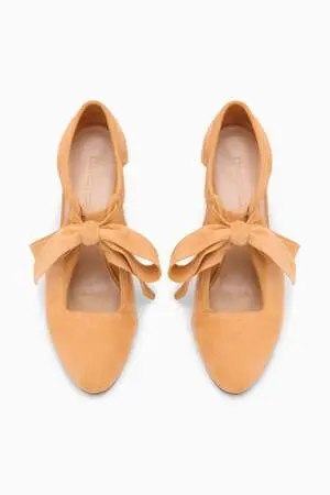 Ulla Johnson Ingrid Suede Bow Pump - Ginger