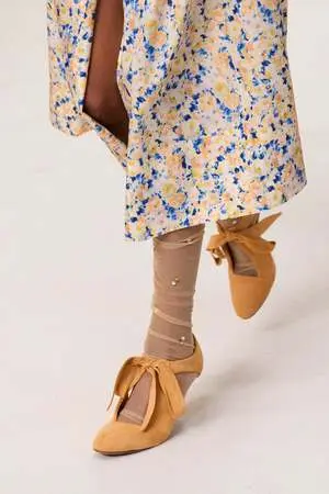 Ulla Johnson Ingrid Suede Bow Pump - Ginger