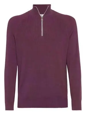 Brunello Cucinelli Ribbed Cotton Sweater - Purple