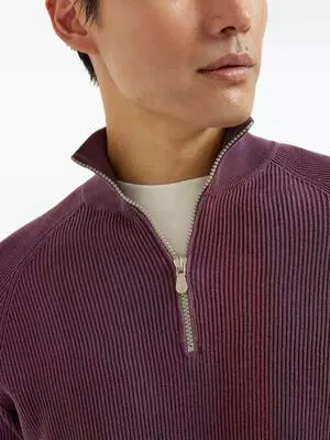 Brunello Cucinelli Ribbed Cotton Sweater - Purple
