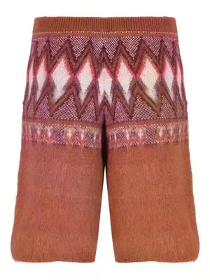LANEUS Knitted Diamond-pattern Shorts