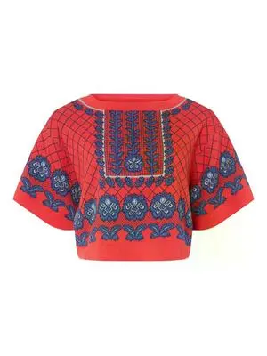 TEMPERLEY LONDON Grid-pattern Cropped T-shirt