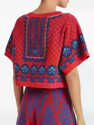 TEMPERLEY LONDON Grid-pattern Cropped T-shirt